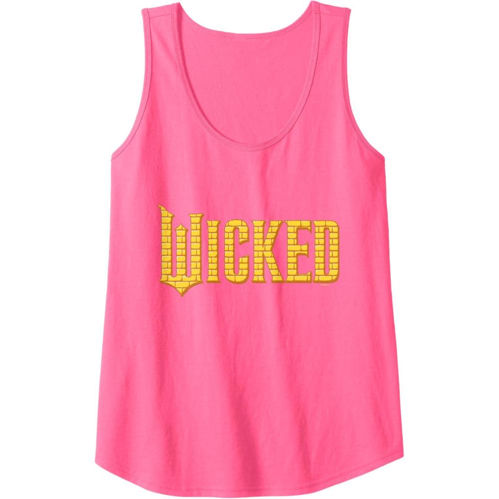 Wicked: For Good Logo Yellow Brick Road Tank Top(Neon Pink) - Wicked