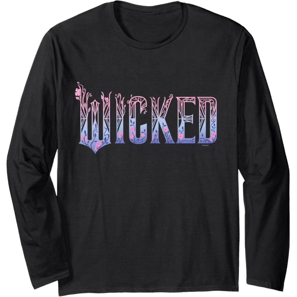 Wicked: for Good Glinda Elegant Logo Long Sleeve T-Shirt(Black) - Wicked